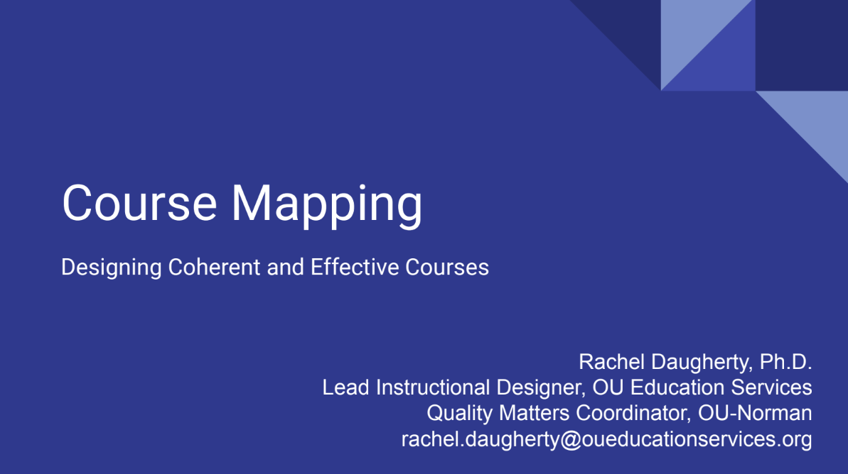 Course Mapping: Designing Coherent and Effective Courses